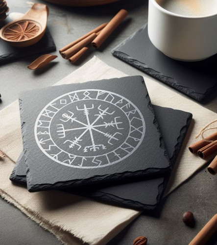 Norse Compass Slate Coaster | Unique Gifts by Tiny Idea Designs