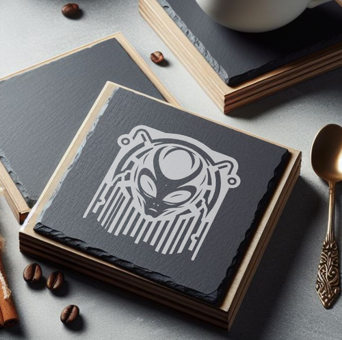 Alien Design Slate Coaster Style 4 | Tiny Idea Designs