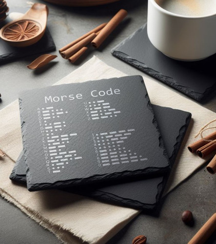 Amateur Radio Morse Code Slate Coaster | Tiny Idea Designs