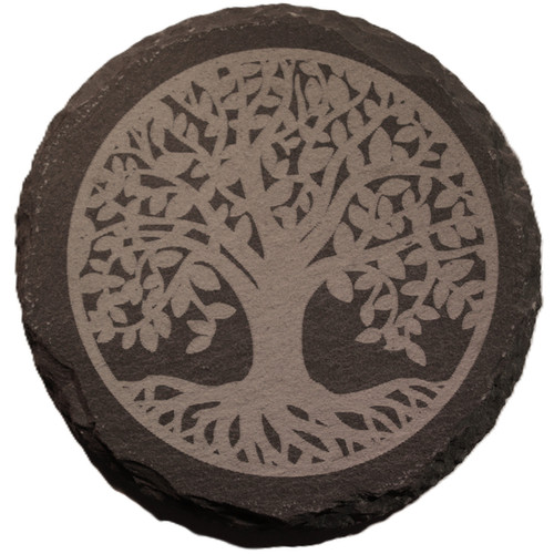 Laser Engraved Tree Of Life Slate Coaster | Tiny Idea Designs