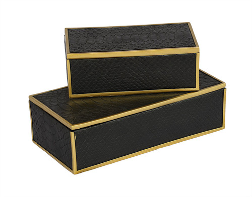 Crocodile Black Box Rectangular (S) | Vintage Vista