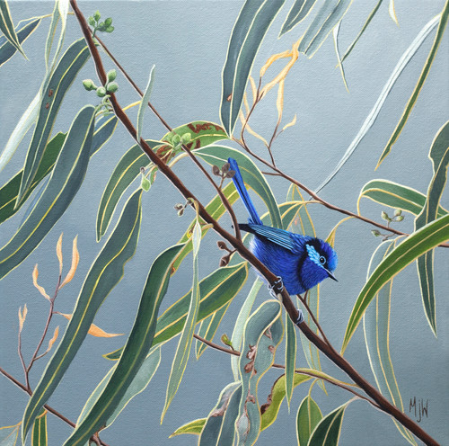 A Glimpse of Blue Oil Painting | Wildlife Art + Pet Portraits by MJW