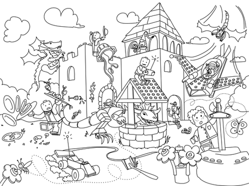 Printable Building Blocks Coloring Page | Airplane Weathervane
