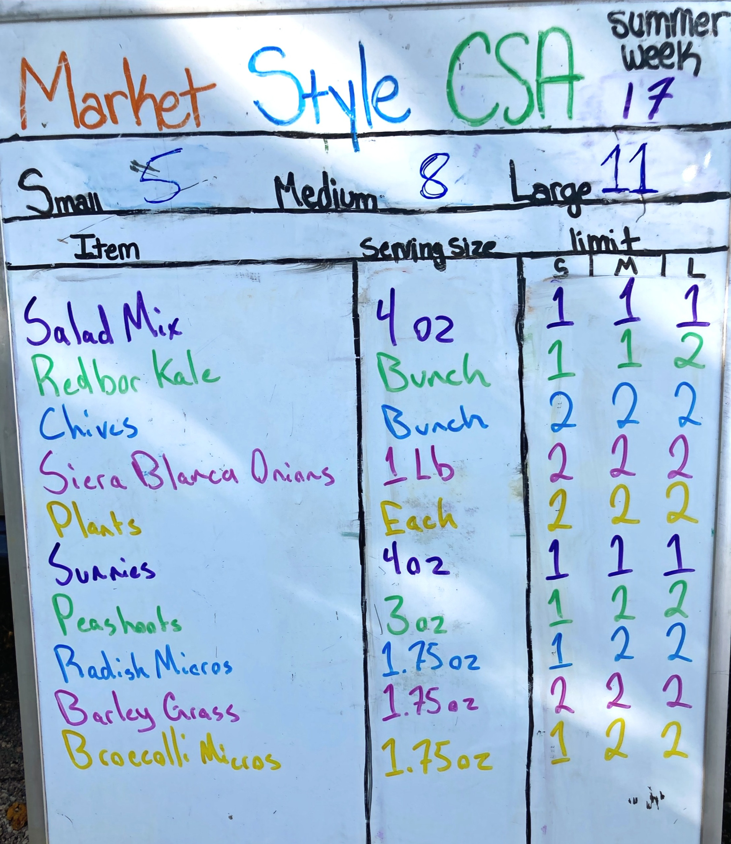 Weekly CSA Update & Harvest List