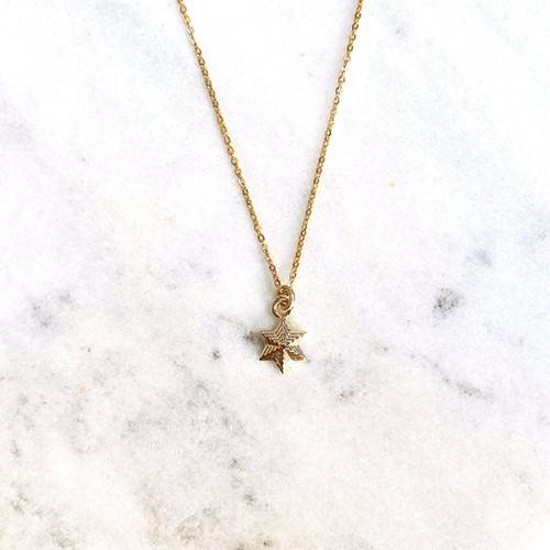 Solid Gold Floating Star Necklace | YvonneRyanJewellery