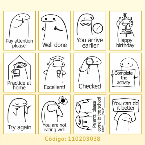 MOTI-EXPRESIONES FLORK EN INGLÉS X 12 SELLOS | sys didacticos