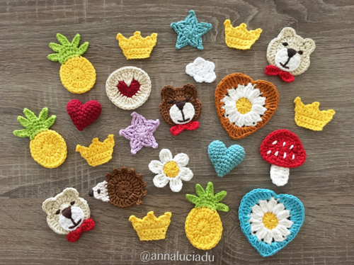 11 cute crochet applique pattern pack | Annaluciadesign4u