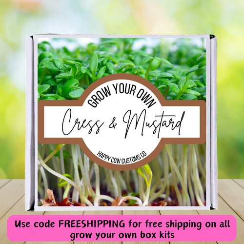 Grow Your Own Cress & Mustard Box Kit | Happy Cow Customs Co