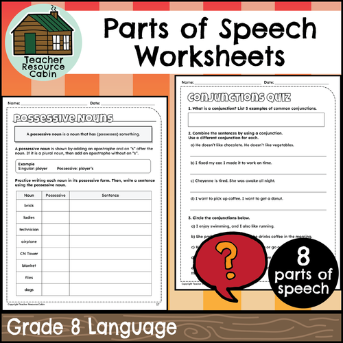 Parts Of Speech Worksheets Grade 8 TeacherResourceCabin Parts Of Speech Worksheets Grade 8 TeacherResourceCabin