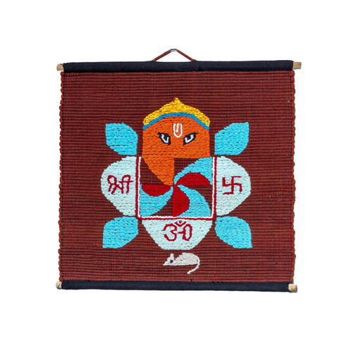 Varunavi Handloom Ganesha Cotton Wall Hanging 15 in X 15 in ...