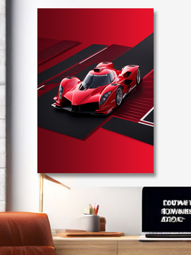 Hper Realistic Red Super Racing Car Poster | Artic Universe