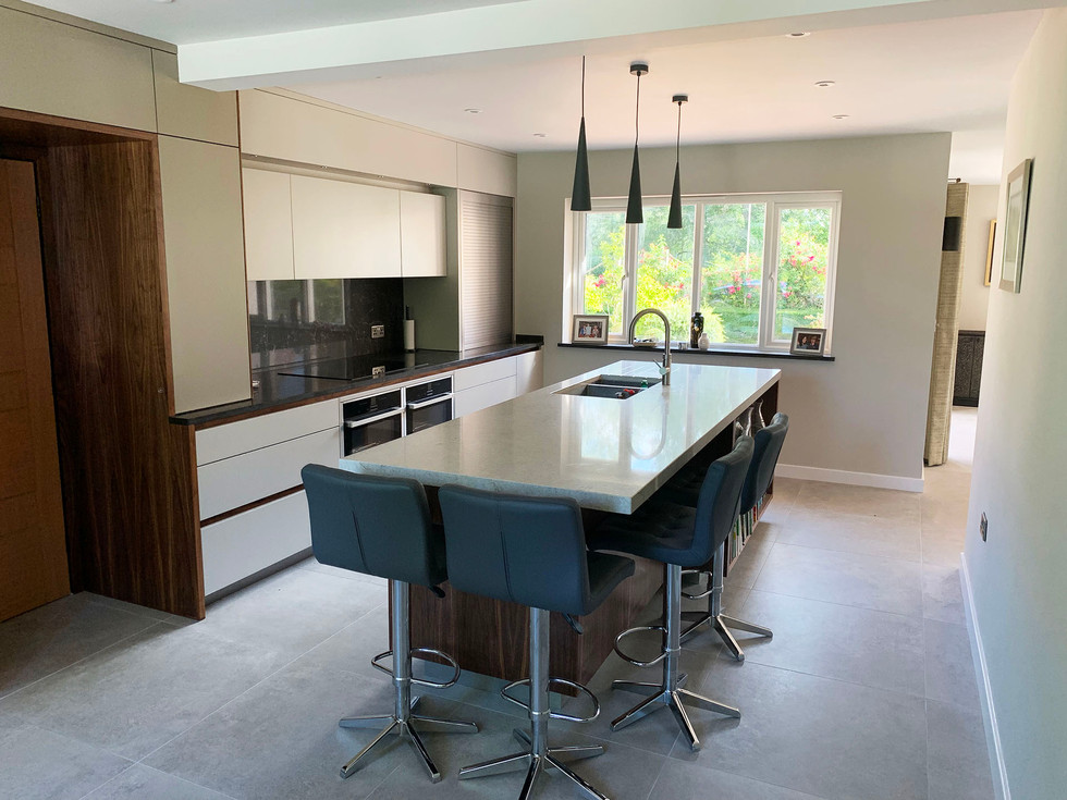 Substantial modern two storey extension with balcony