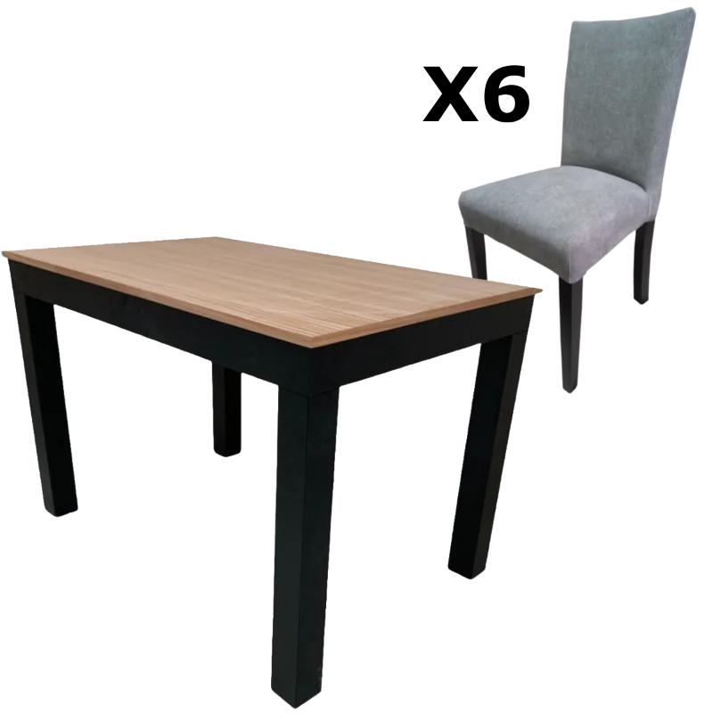 Juego de comedor Mesa Paris + 6 Sillas Tapizadas Sevilla | tusillon
