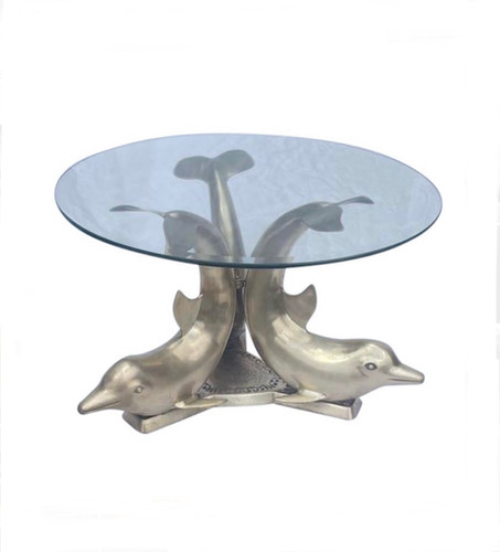 Mid Century Modern Triple Brass Dolphin Coffee Table | mysite