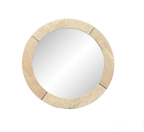 Birdseye Maple and Chrome Round Mirror | mysite
