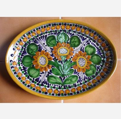 Charola Ovalada De 35 Cm Puebla En Talavera