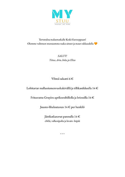MENU | Ravintola MyStuu