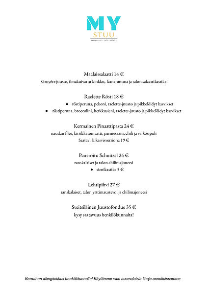 MENU | Ravintola MyStuu