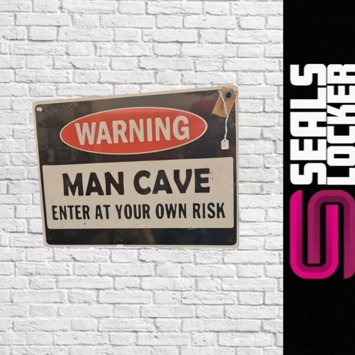 Industrial Style Plaque Warning Man Cave Sign | Seals Locker