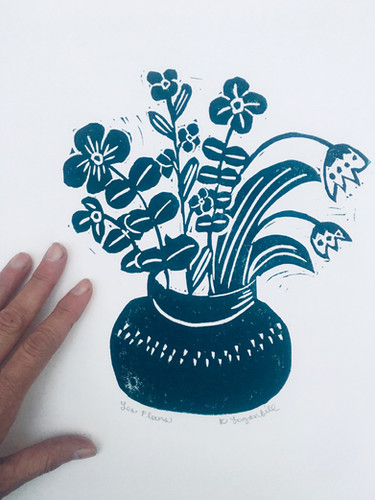 Les Fleurs- Blockprint original Art | moontea