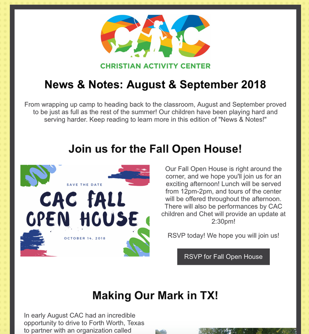 News & Notes Blog | Christian Activity Center