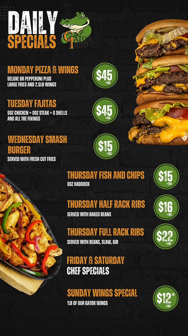 Restaurant | Gator Ted's | Burlington