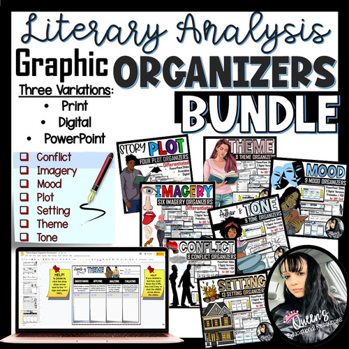 Literary Analysis Graphic Organizers Bundle / Critical Thinking | Queen ...