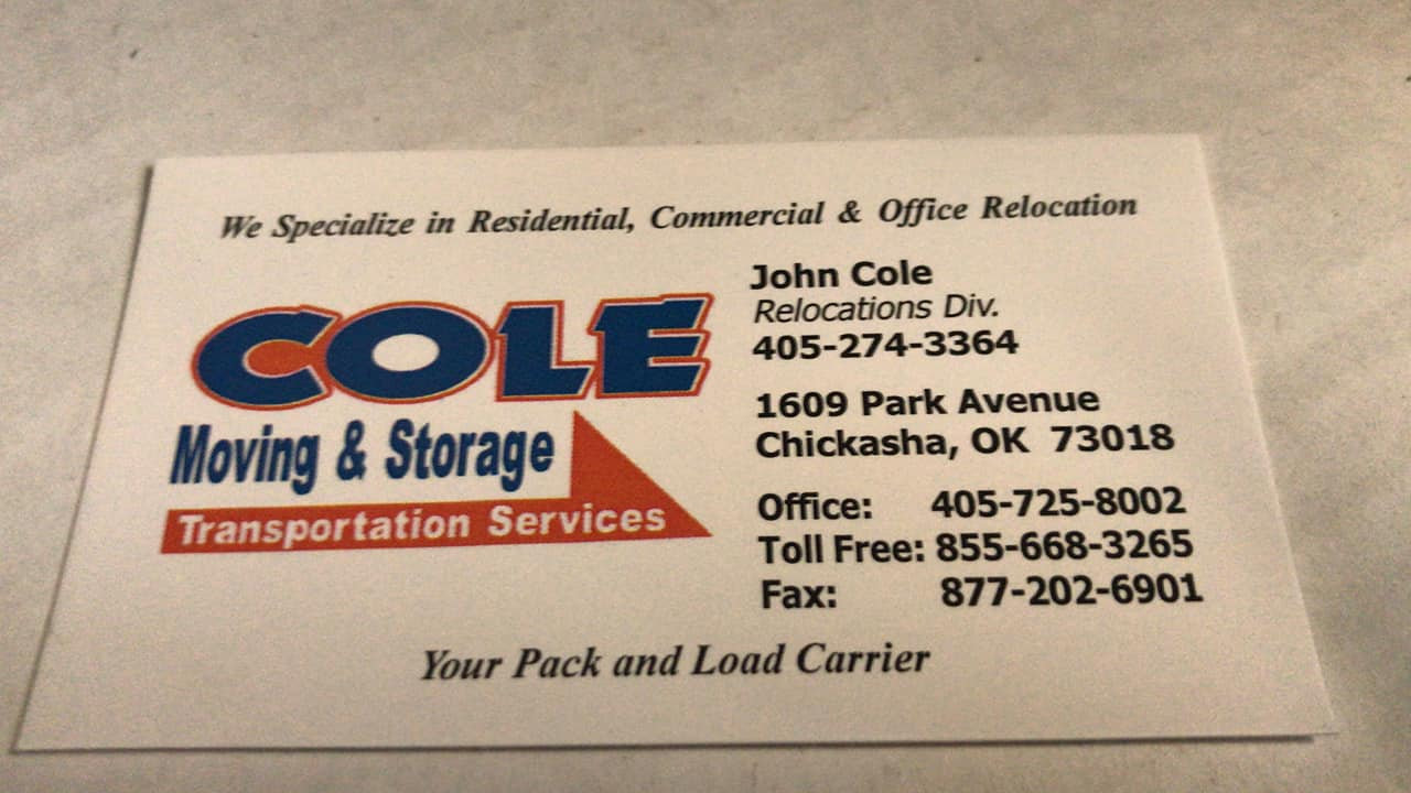 Movers + Truck in Chickasha, OK - Cole Moving & Transportation Services