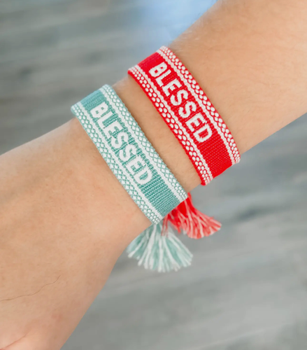 Red "Blessed" Woven Bracelets | My Butterfly Rose