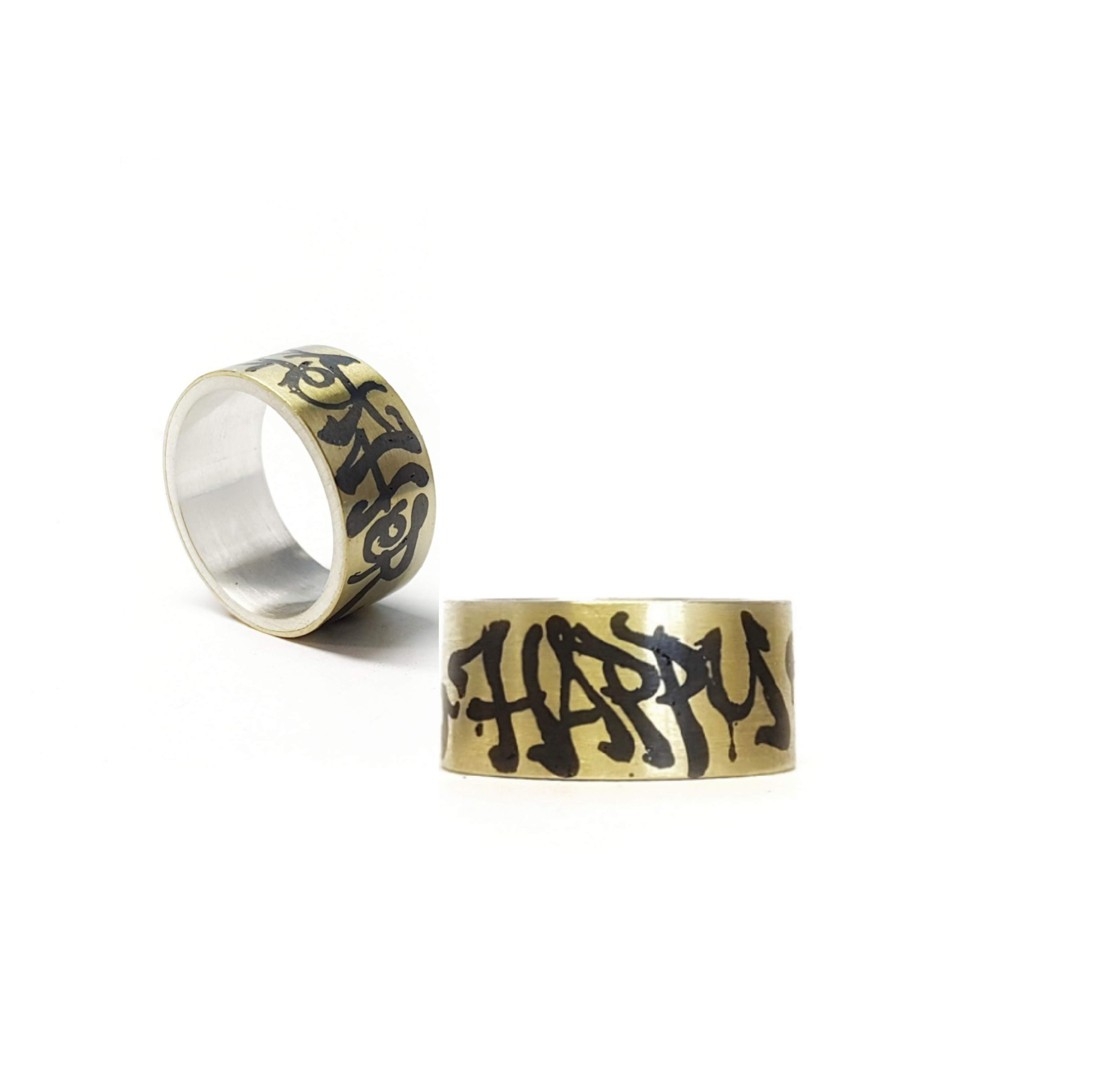 Graffiti Ring - unconventional wedding ring for unique couple