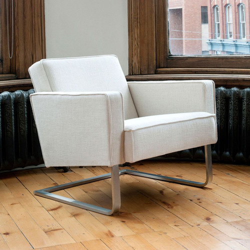GUS Modern High Park Cantilevered Brushed Stainless Steel Club Chair ...