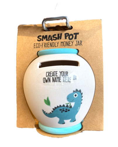 Dinosaur Smash Pot Bamboo Piggy Bank - customizable | Tickled Pink