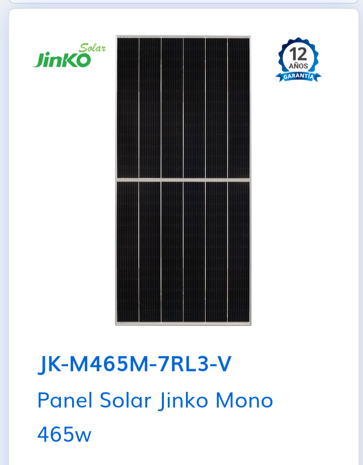 PANEL SOLAR MARCA JINKO MONOCRISTALINO DE 465W | Grupo IIER