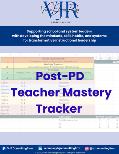 Post-PD Teacher Mastery Tracker | Vernon-James Riley