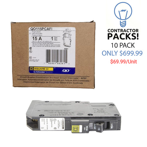 10 PACK QO115PCAFI SquareD Single Pole 15A Combination Arc Fault Plug ...
