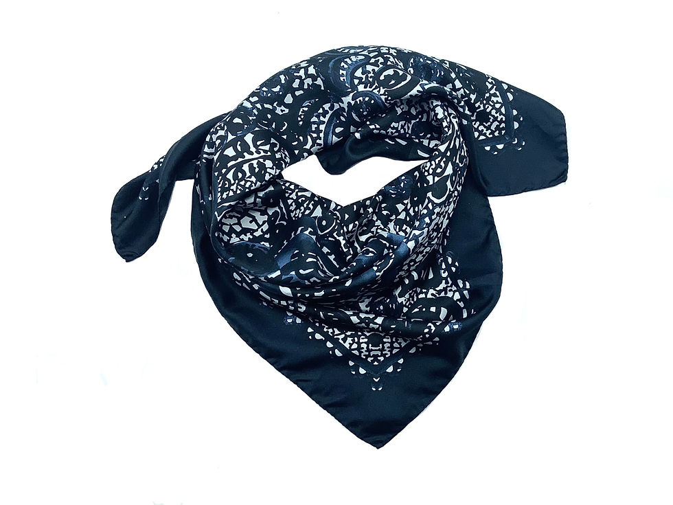 ‘Serí’ - Serge & Charcoal Silk Twill Sample Scarf | Lou Brennan