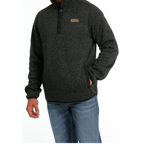 Mens Cinch 1/4 Button Sweater - Heathered Black | Rodeo Dawg