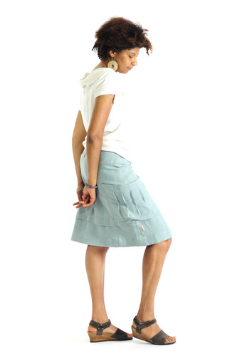 Susan: Knee length Box Pleat Skirt in 100% Rami Linen | Menck Clothing