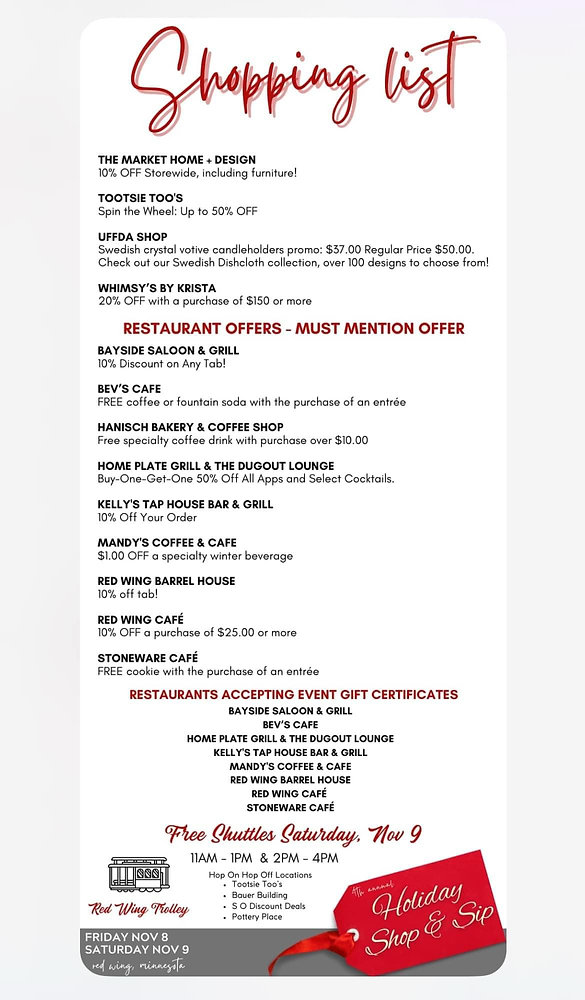 Red Wing Holiday Shop & Sip