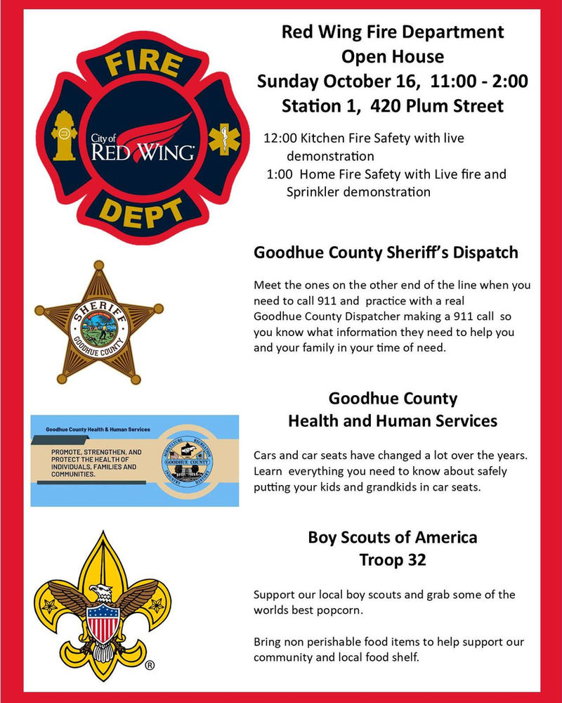 Red Wing Fire Department Open House Sunday