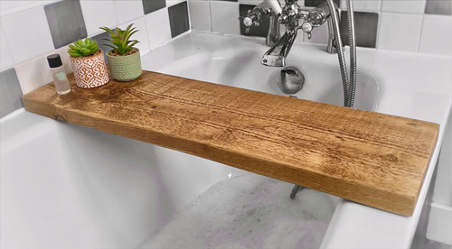 Simple Wooden Bath Plank, Chunky Rustic Bath Caddy | Love Rustic Interiors