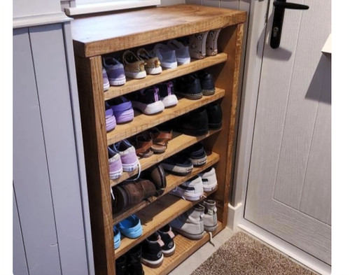 Tall Rustic Wooden Shoe Rack | Love Rustic Interiors