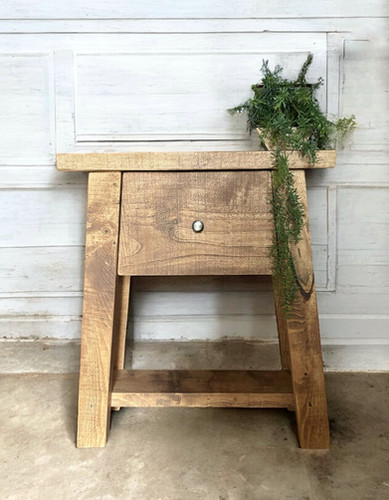 Tall Bed Side Table, rustic side table with draw | Love Rustic Interiors