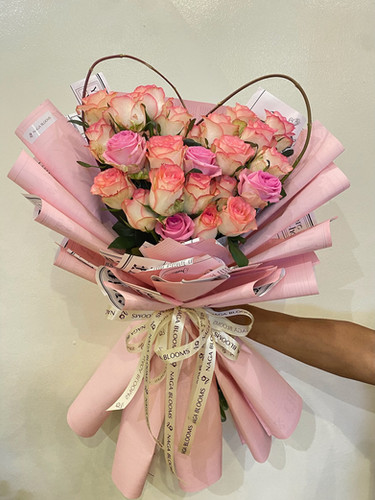 Two dozen Pink Imported Roses Bouquet | Naga Blooms