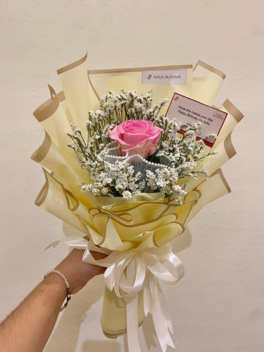 1-stem Pink Imported Rose Bouquet | Naga Blooms