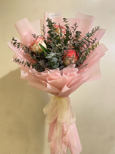 3-stem Two-Toned Pink Imported Rose Bouquet | Naga Blooms