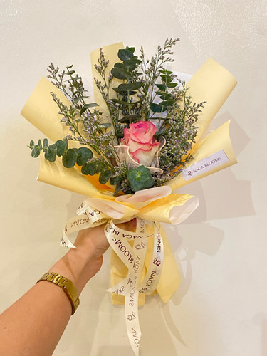 One Pink Imported Rose Bouquet | Naga Blooms