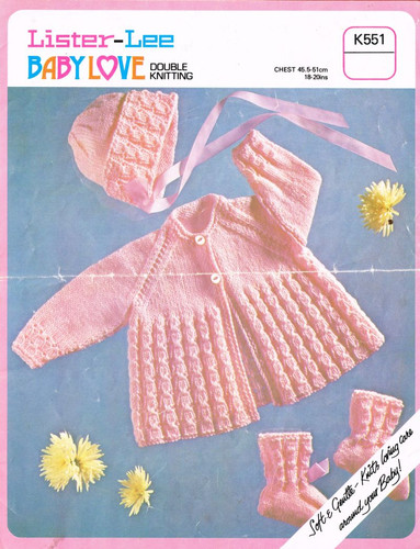 Lister 551 baby matinee coat set vintage knitting pattern PDF Download ...