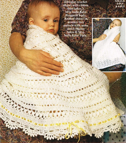 8222P baby shawl vintage crochet pattern PDF Download | website
