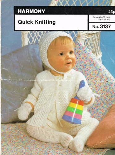 Harmony 3137 baby pram suit vintage knitting pattern PDF Download | website